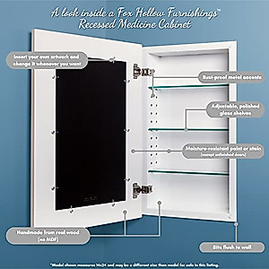 Fox Hollow Furnishings 13x16 Regular Concealed Cabinet - Medicine Cabinet with Picture Frame Door! (White)