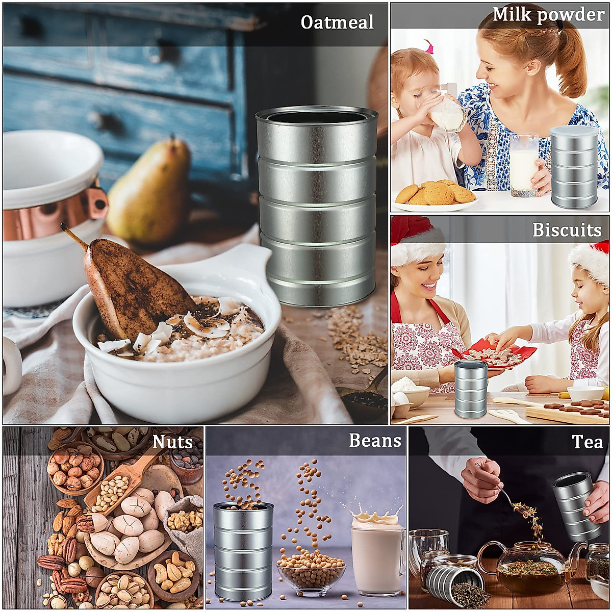 Jadive 8 Pcs Empty Coffee Cans with Lids Metal Tin Can for Kitchen Storage Loose Leaf Tea Tin Containers Round Coffee Tin Metal Canister Tea Coffee Sugar Storage Packaging or Arts Crafts