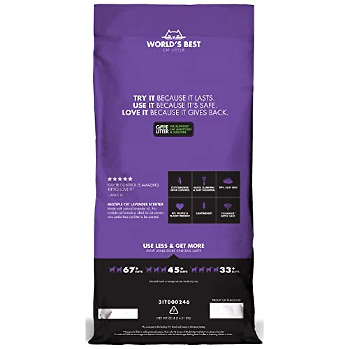 WORLD'S BEST CAT LITTER Multiple Cat Lavender Scented 15 Pounds