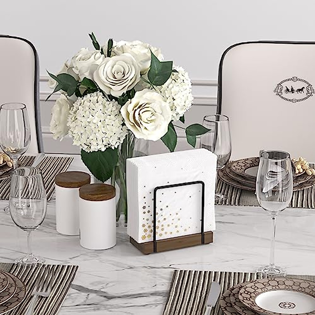 Napkin Holder for Table, Paper Napkins Holder Table Dispenser for Farmhouse Kitchen & Modern Decor Bamboo Table Dining Napkins Holders (Brown)