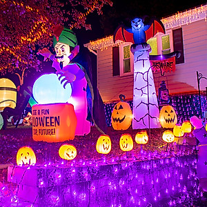 JMEXSUSS Purple Solar Halloween Lights Outdoor, 320 LED 9.8ft x 6.6ft Solar Net Lights Outdoor Waterproof, Purple Solar Lights with 8 Modes Remote for Halloween Decorations