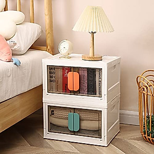 Chemailon Storage Bin with Lid,29 Qt Clear Plastic Toy Organizer Box with Wheels and Visible Clear Door for Home Closet 9.4 x 11.4 x 15.7 Inches 2 Pack