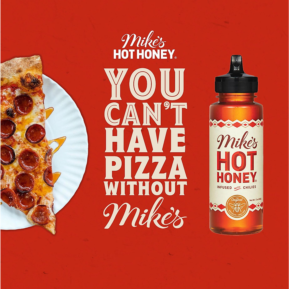 Mike's Extra Hot Honey, America's #1 Brand of Hot Honey, Spicy Honey, All Natural 100% Pure Honey Infused with Chili Peppers, Gluten-Free, Paleo-Friendly (10oz Bottle, 1 Pack)