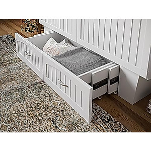 AFI, Sydney Modern Coastal Queen Solid Wood Murphy Bed Chest with Mattress in White