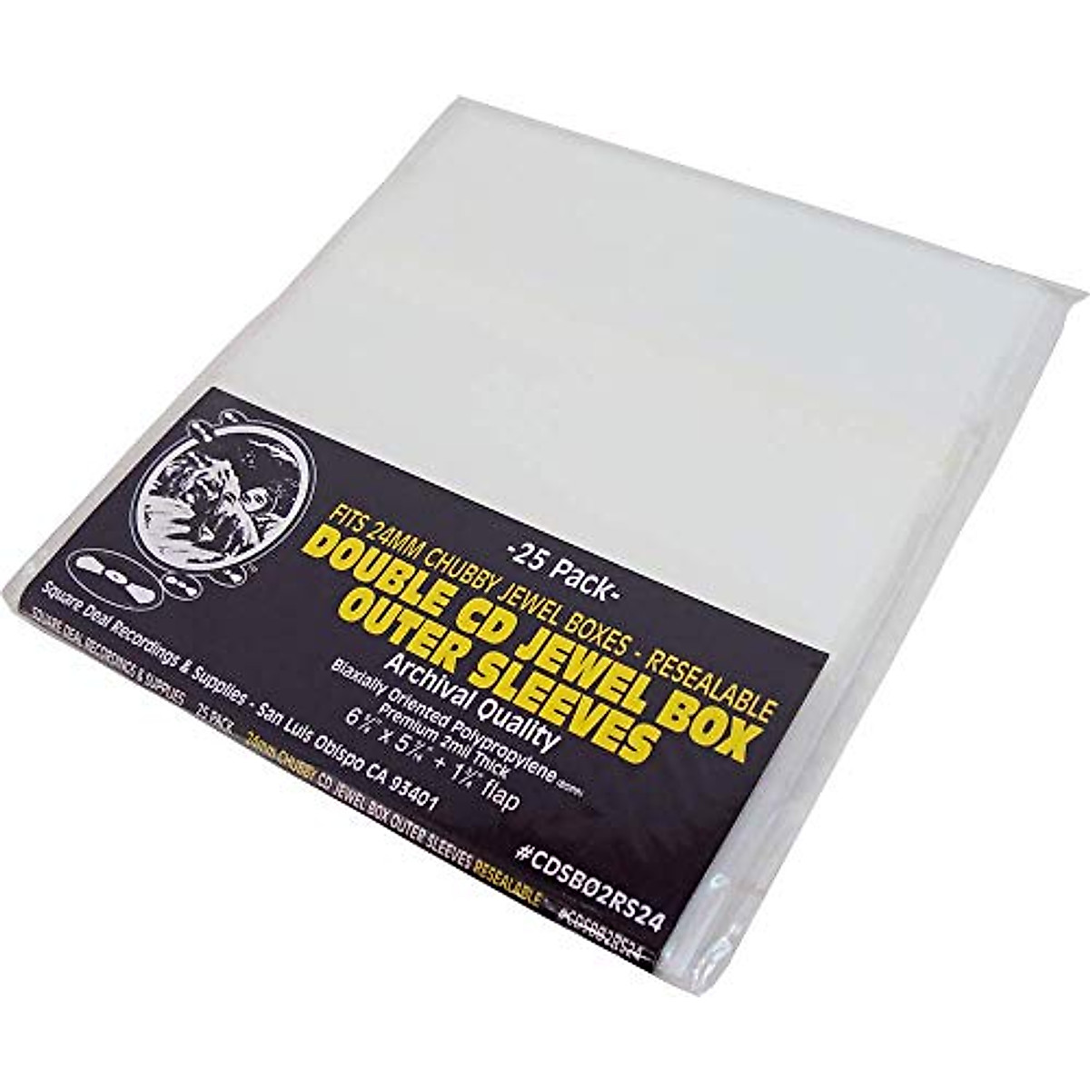 (100) CD Resealable Outer Sleeves - Oversize - Fits Chubby 24mm CD Jewel Boxes - Super Clear, Archival Quality, Premium 2 mil Thick #CDSB02RS24
