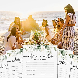 Advice and Wishes for the Mr and Mrs, Eucalyptus Wedding Advice Cards, Greenery Advice for Bride Cards, Advice Cards for Bridal Shower, Wedding Registry Ideas, Green Bridal Shower Games, 50 Pack