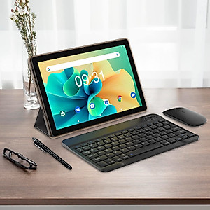 HOTTABLET Tablet with Keyboard, 2 in 1 Tablet 10 inch, 6GB RAM 128GB ROM 1T Expansion Tablet Android, 2.4Ghz/5Ghz/wifi 6 Tablet PC, IPS Screen, Dual Camera, 6000mAh Battery, with Case, Stylus, Black