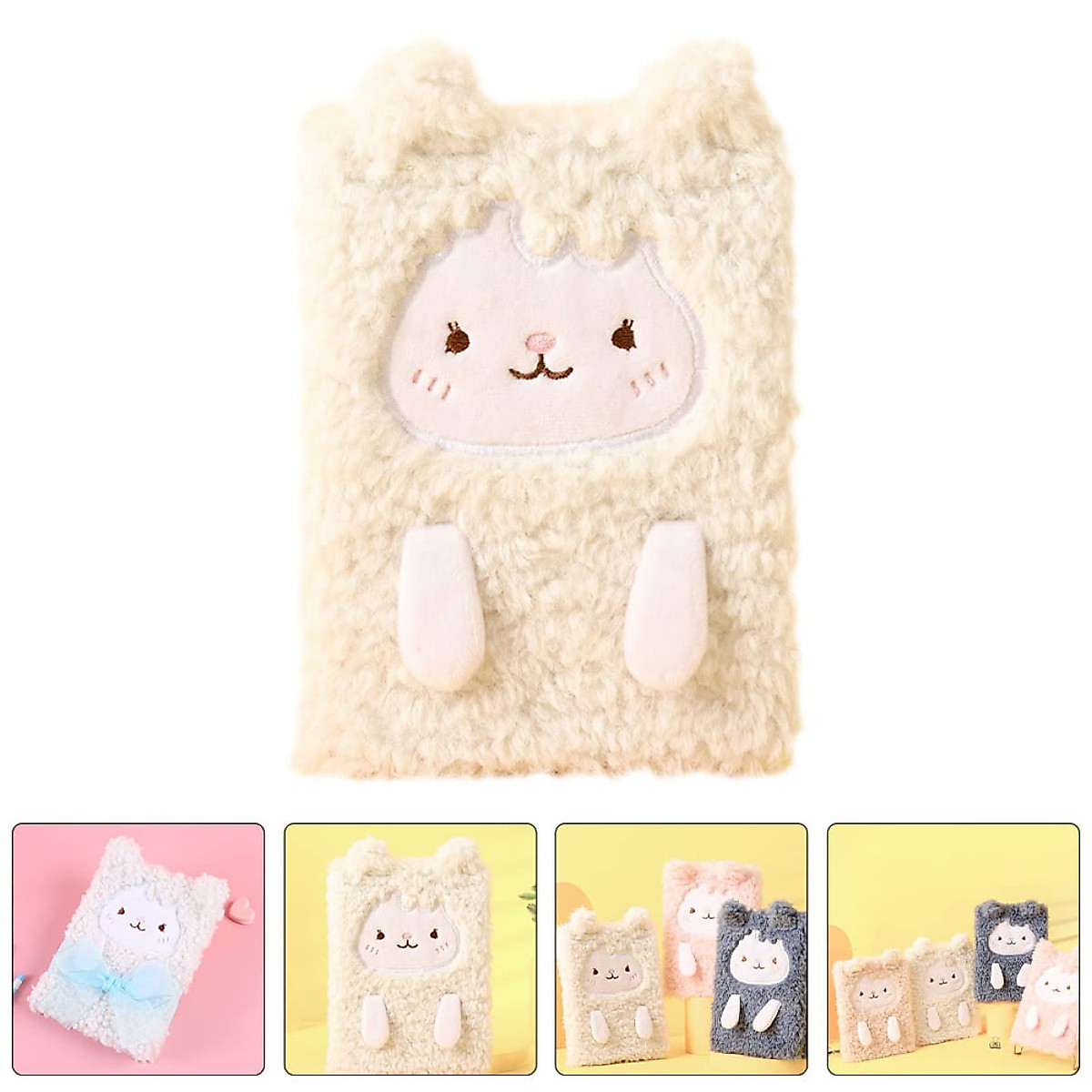 NUOBESTY 3 Pcs Notebook Girls Journal Sketchbook Plush Journals Girls Journal Book Girl Journal Diary Journal Diary of a Wimpy Kid Book Girls Diary Book Lamb White Toddler Travel Sherpa