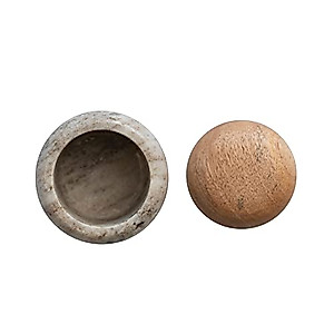 Creative Co-Op Modern Marble Wood Lid, Natural Canister