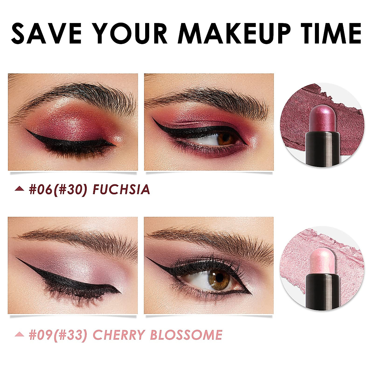 FOCALLURE 2 Pcs Cream Eyeshadow Stick,Brightener Eyeshadow Pencil Crayon,Highlighter Eye Shadow Stick Sets with Crease-proof Formula,Long Lasting Waterproof Eye Shadow Make Up,Blossom