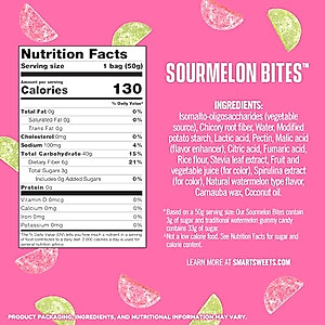 SmartSweets Sourmelon Bites, Candy with Low Sugar (3g), Low Calorie, Plant-Based, Free From Sugar Alcohols, No Artificial Colors or Sweeteners, 1.8 Ounce