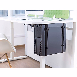 Monoprice Computer Case CPU Tower Holder - Low Profile Under Desk Mount, Supports Up to 22 Lbs, Horizontal or Vertical Mounting, Designed for Use with Sit-Stand Desks - Workstream Collection