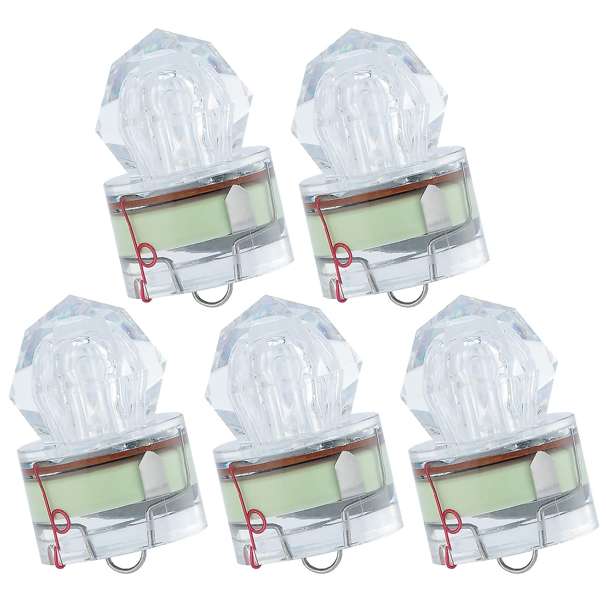 Dr.Fish 10 Pack Deep Drop LED Fishing Lures Mix Color and Green Water Activate Diamond Lights Under Water Fishing Flasher Light Attractant