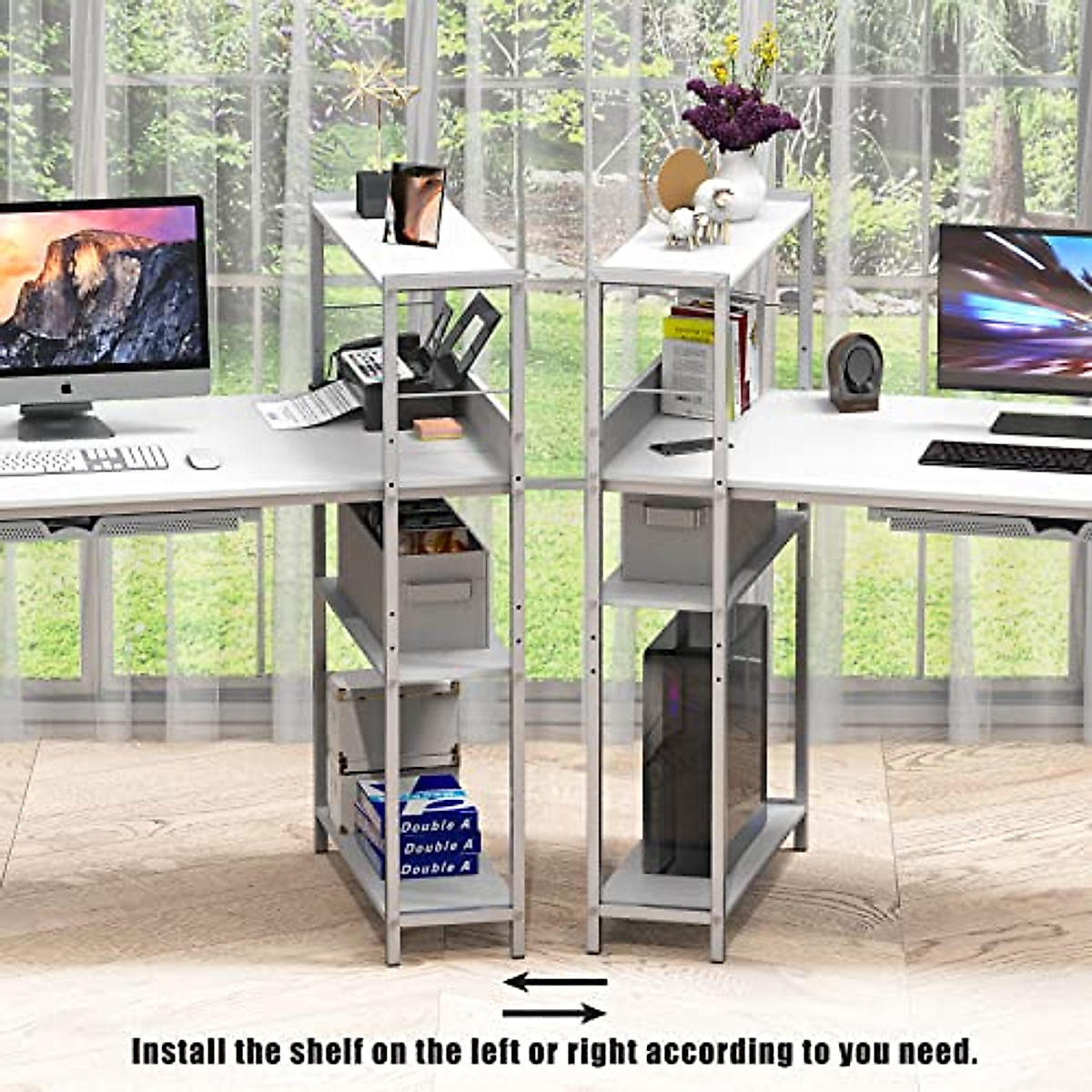 SHW 46-Inch Mission Desk with Side Shelf, White