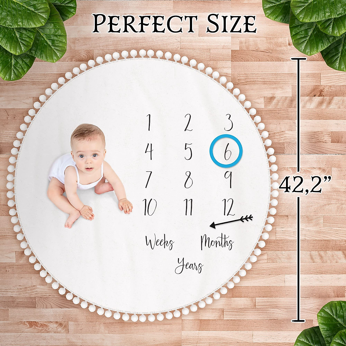 Swaddling Blankets Milestone Blanket with 2 Placement Markers , Gender Neutral Baby Monthly Growth Chart (60inchx40inch)