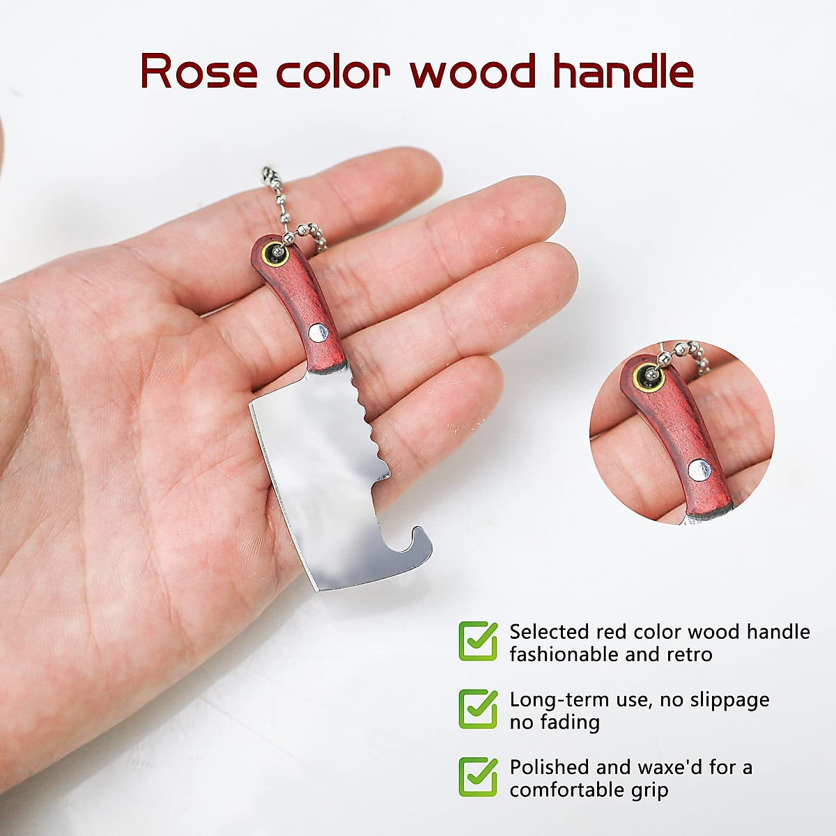 Damascus Mini Knife Set with Sheath, Kitchen Tiny knife set Pocket keychain knife Utility Tiny Chef knives for Package Opener Box Cutter Bottle Opener - Set of 6