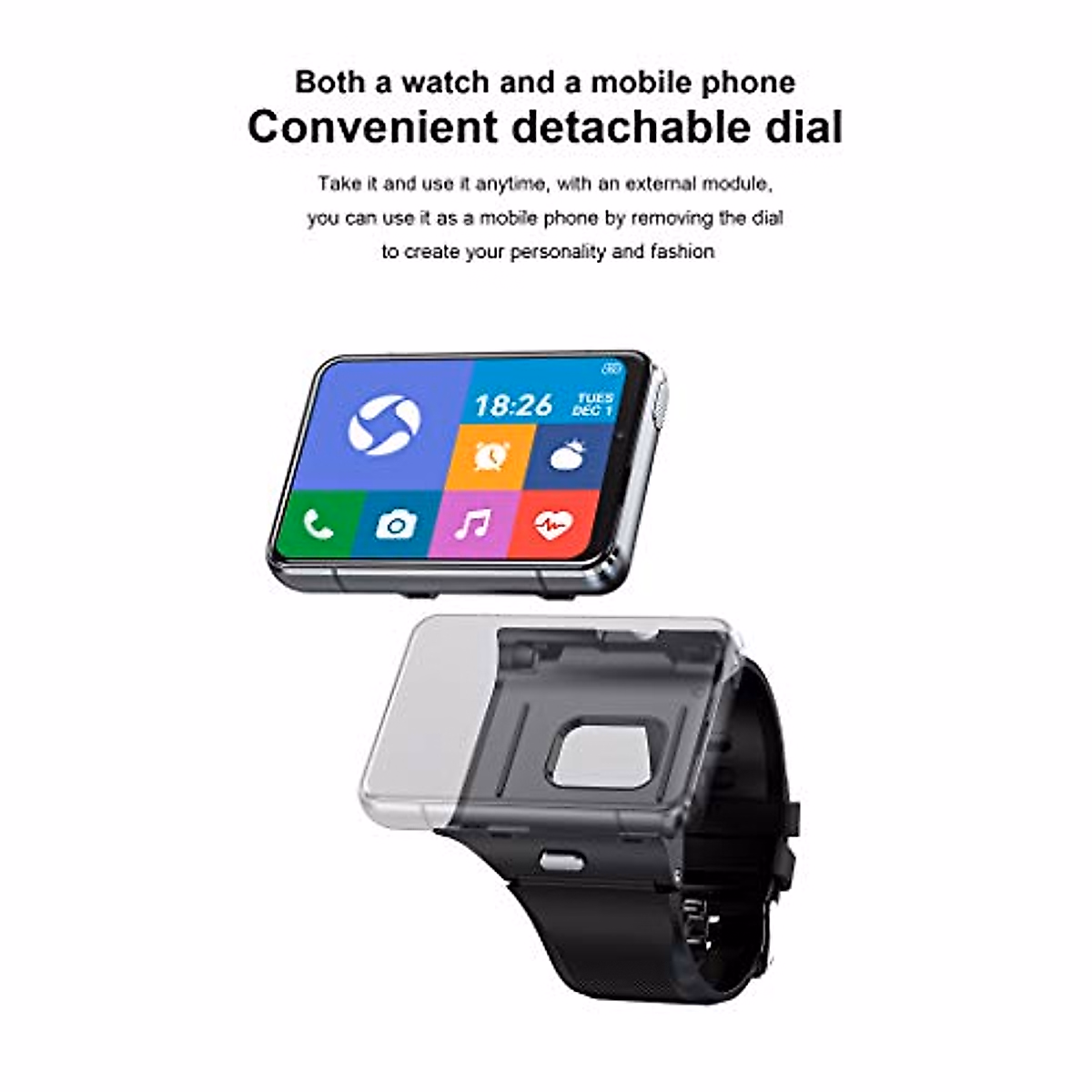 4G Smart Watch Phone, Android 9.0 MTK6761 Quad Core 4GB+64GB Smartwatch 2.88" Large Screen Men Watch 2300mAh 5.0MP+13.0MP Dual Camera Face Unlock IP67 Waterproof Fitness Activity Tracker (Black)