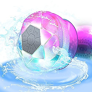 Vivianus Small Bluetooth Shower Speaker with LED Tattoo in Diamond Shape,1000mAH Rechargeable Battery, Wireless Speaker with TWS, Subwoofer Sound Effect,White
