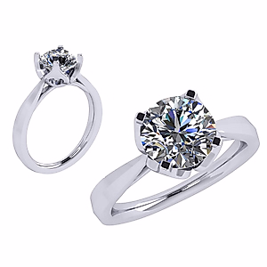 NANA Jewels Heart & Soul Silver 9.0mm (3ct) Round Cut Zirconia Solitaire Engagement Ring - Platinum Plated - Size 7