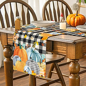 Fall Table Runner 72 Inches Long, Fall Placemats Set of 4, Long Burlap Thanksgiving Day Table Decor Runners, Orange Autumn Pumpkin Halloween Table Runner, Perfect Fall Table Decorations for The Home