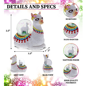 CoTa Global Llama Snow Globe Decor - Elegant Pink Sparkle Glitter Inside The Snow Globe Figure, Animal Figurines for Kids and Adults, Collectible Snow Globes Ornament for Birthday, Christmas - 45 mm