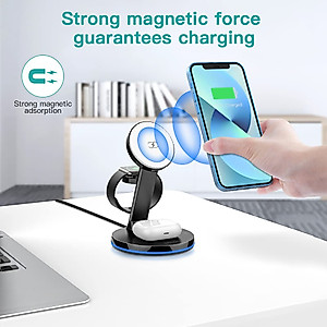 weetla 3 in 1 Magnetic Wireless Charger Stand,Fast Wireless Charger for iPhone 14/13/12 Series, iWatch 7/6/SE/5/4/3/2, AirPods 2/Pro(with QC3.0 Adapter)