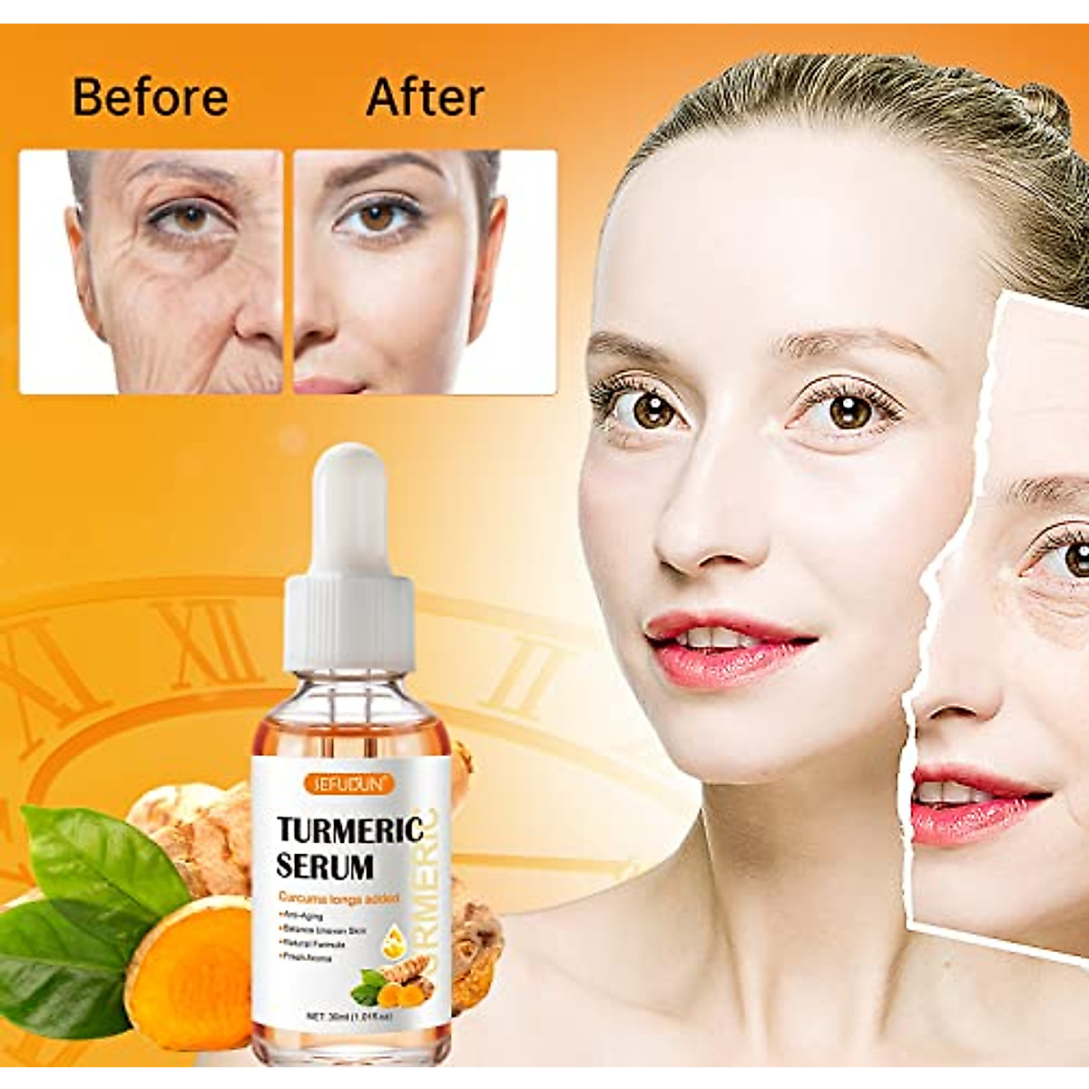 Turmeric Serum for Dark Spots Remover, Turmeric Dark Spot Corrector Serum for Face & Body, Anti Aging Facial Serum for Women and Men, Skin Care Moisturizing Repair Serum, Improve Skin Tone (1Fl Oz)