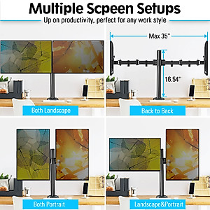 MOUNTUP Dual Monitor Desk Mount + Freestanding & Height Adjustable Monitor Desk Mount