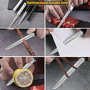 2 Pcs Fruit Knife with Sheath,Fixed Blade Knife with Sheath, Sharp Paring Knife for Home Using, Outdoor Camping, Fishing, Hunting, Black and White