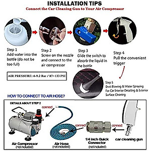 Cretee 1L Car Cleaning Gun Foamaster Washing Cleaner Kit with 2 Set Nozzle Sprayer Connector(8 Atmospheric Pressure Needed)