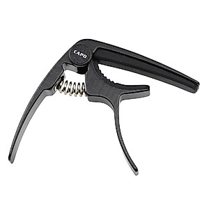 Ukulele Capo Aluminium Alloy Clamp for 4 Strings Uke Soprano Concert Tenor Baritone Light Weight Ukulele Clamp with Free Guitar Picks (Black)