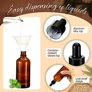 Lallisa 48 Pcs Glass Dropper Bottles with Eye Dropper Dispensers Lab Dropping Bottles with 4 Pcs Long Pipettes 4 Funnel and 80 Label for Travel Cuticle Massage Essential Oils Perfume (Amber,4 oz)