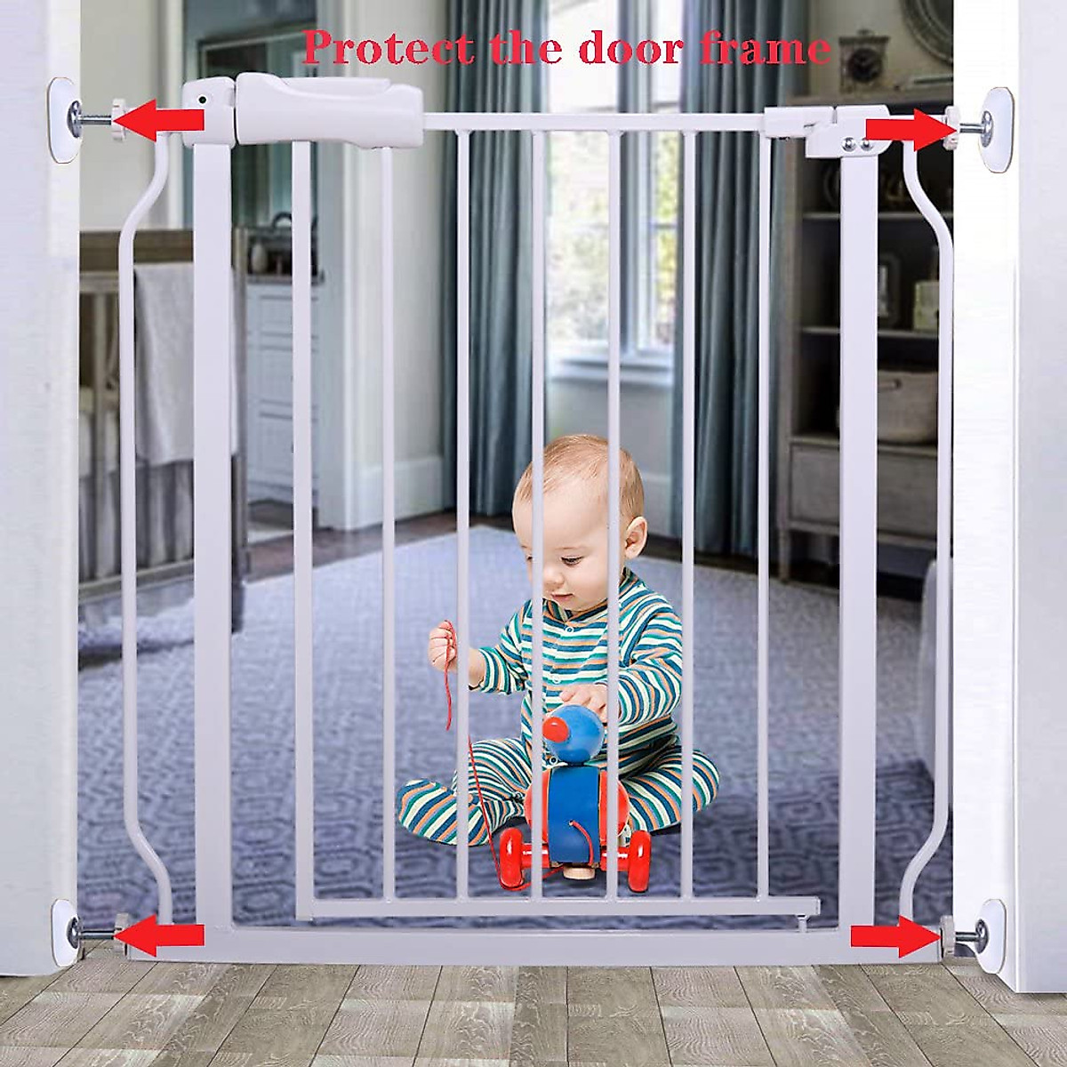 4 Pieces Baby Gate Wall Protector and 4 Pieces Corner Protector,for Child Pressure Mounted Stair Safety Gate & Wall Surface, Door, Wooden Stairs