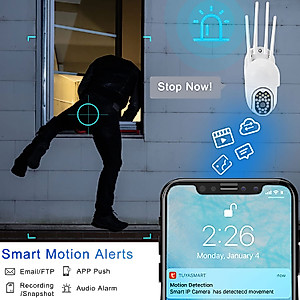 Borntechsz Tuya Smart Life Security Camera,3MP HD Wireless WiFi Home Surveillance Pan/Tilt 355° View Waterproof Full Color Night Vision, Human Detection,Auto Tracking