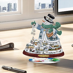 Alloyseed Christmas Diamond Painting Tabletop Kit Diamond Art Table Top Ornament 5D DIY Diamond Painting Kits Xmas Decor Desktop for Home Office Decor Adults Beginner DIY Crafts Gift for Christmas