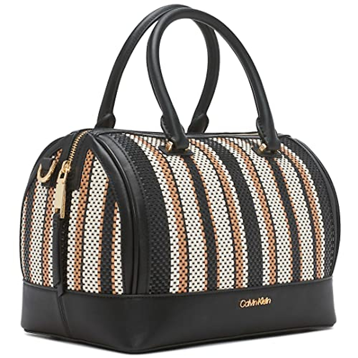 Calvin Klein Ashley Barrel Satchel, Doe Multi Woven