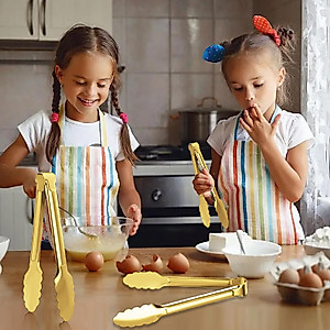 4 Pack Gold Serving Tongs XEVOM Gold Buffet Tongs Serving Utensils Salad Tongs Stainless Steel Gold Plated Buffet Serving Tongs,9 Inch