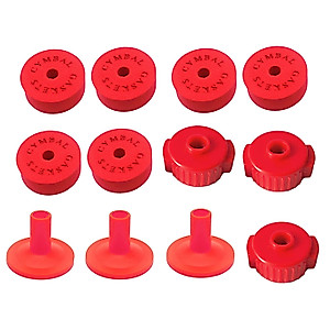 Jiayouy 12pcs Cymbal Hi-Hat Stands Accessory with 40mm Cymbal Washer Cushions Cymbal Sleeves Quick-Set Cymbal Nut (Red)