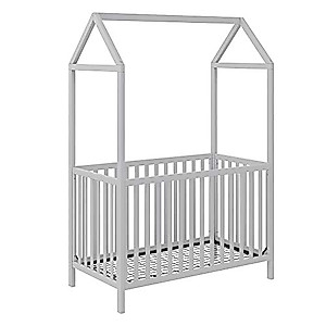 Little Seeds Rowan Valley Skyler 3-in-1 Convertible Crib with Canopy, Dove Gray