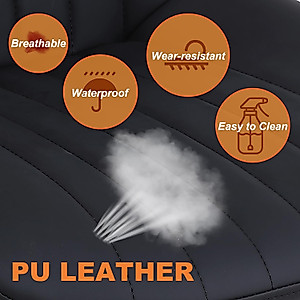 Youhauchair Bar Stools Set of 2, Swivel Counter Height Barstools with Back, Adjustable PU Leather Bar Chairs, Modern Armless Kitchen Island Stool, Black