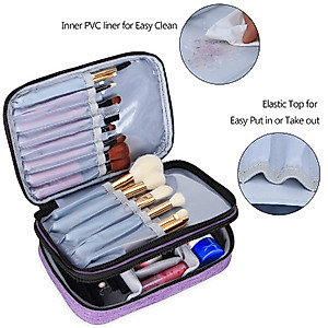 Teamoy Travel Makeup Brush Case(up to 8.8"), Professional Makeup Train Organizer Bag with Handle Strap for Makeup Brushes and Makeup Essentials-Medium, Purple(No Accessories Included)