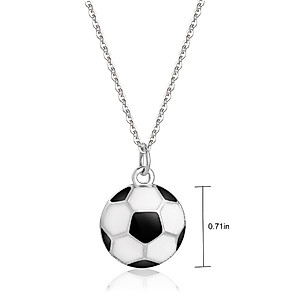 Haoze Soccer Gifts for Women Soccer Ball Charm Necklace Soccer Player Gift Soccer Team Gift for Women Football Lover Gift (Silver)