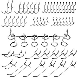 Hiltex 53106 Pegboard Hook Assortment Set, 50 Piece Heavy Duty, 2 Pack, Pegboard Hooks for Tools, Garage & Workshops Hooks and Holders, Accessories for Craft Room, Wall Storage Shelving Peg Hooks