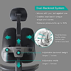 Duorest [Dual-backrests Alpha - Ergonomic Office Chair, Home Office Desk Chairs, Executive Office Chair, Best Office Chair for Lower Back Pain, Mesh Office Chair, Office Desk Chair (Black/Blue)