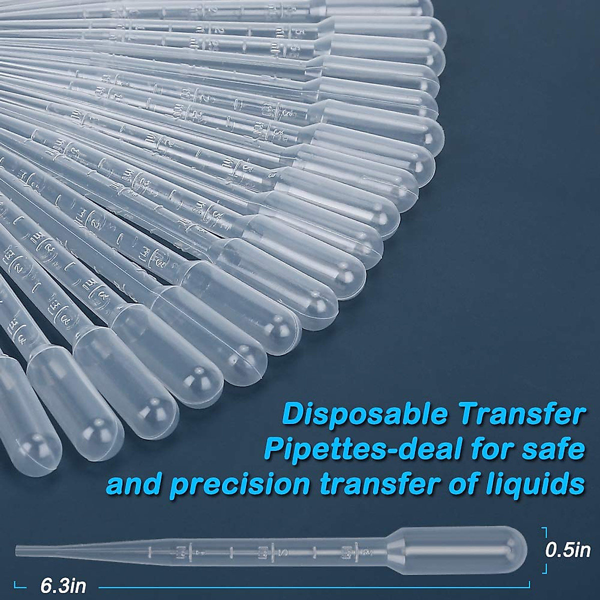 ovsor 50PCS Plastic Disposable Transfer Pipettes, 3ml Calibrated Pipette Dropper for Science Laboratory