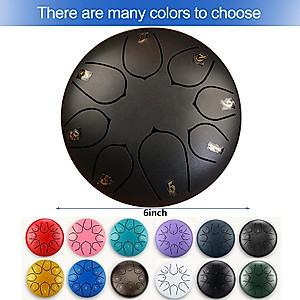 Vilihkc 6 inch 8 note Steel Tongue Drum,Percussion Instrument Handpan Drum C Key with Bag, Music Book and Mallets for Meditation Entertainment Musical Education Concert Yoga