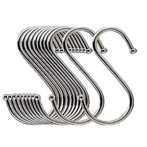 Lysas 20-Pack Round S Shaped Metal, Hooks Hangers for Kitchen, Bathroom, Bedroom and Office