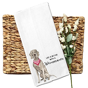 Watercolor Life is Better with a Weimaraner Microfiber Kitchen Tea Bar Towel Gift for Animal Dog Lover