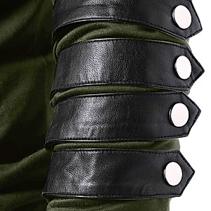 Men's Gothic Steampunk Shirts Sweatshirt Lace Up Long Sleeve Pullover Hooded Tee Tops Green