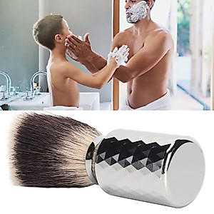 Beard Brush for Men, Alloy Handle Nylon Bristles Shaving Brush, Quick Dry Dirt Removal Mustache Men Shaving Brush for Home and Salon